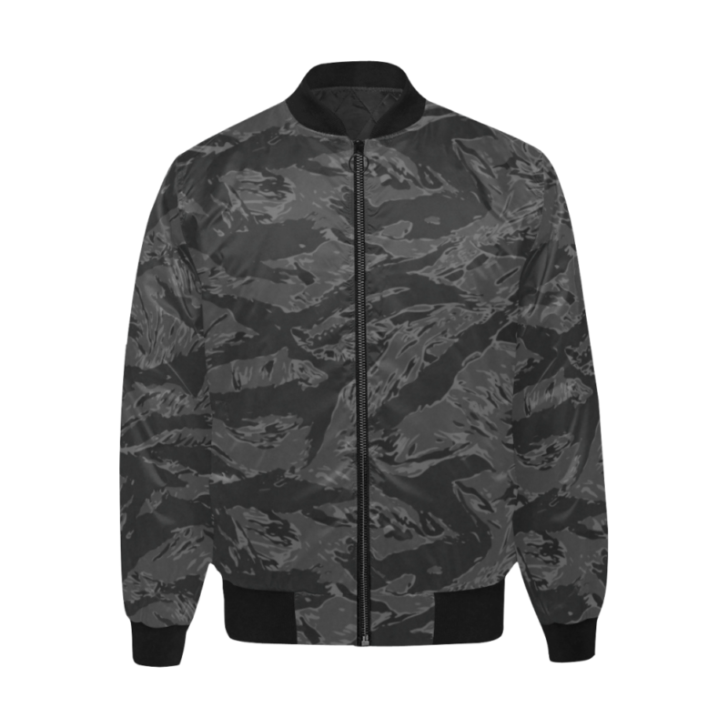 Tiger-stripe_night Quilted Bomber Jacket for Men | Mega Camo